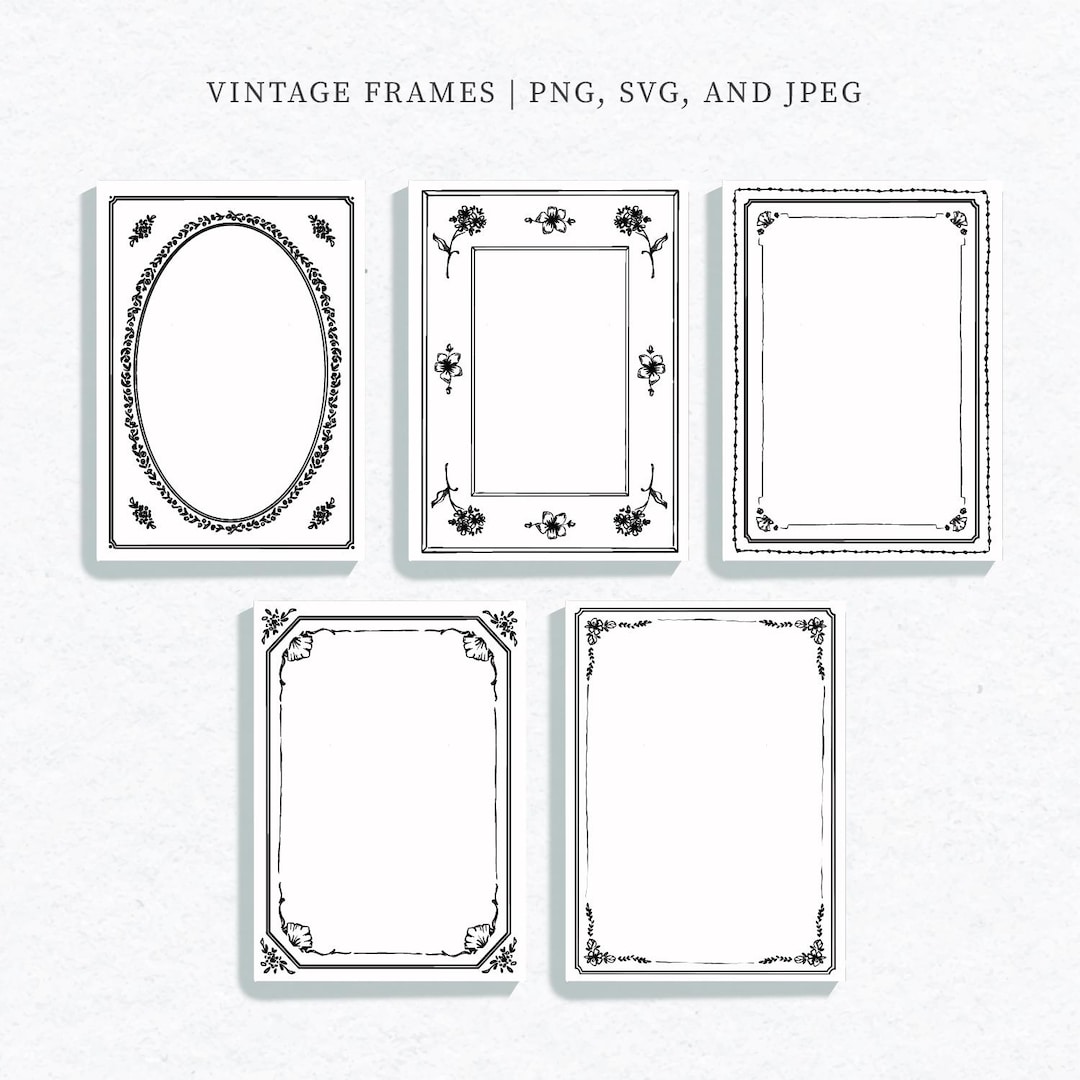 VINTAGE FRAMES Clipart, Line Art, Vector Frames, Hand-drawn Clip Art ...