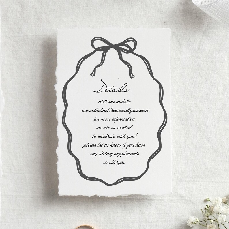 Ribbon Wedding Invitation Set, Hand-drawn Wedding Clipart, Bow, Borders ...