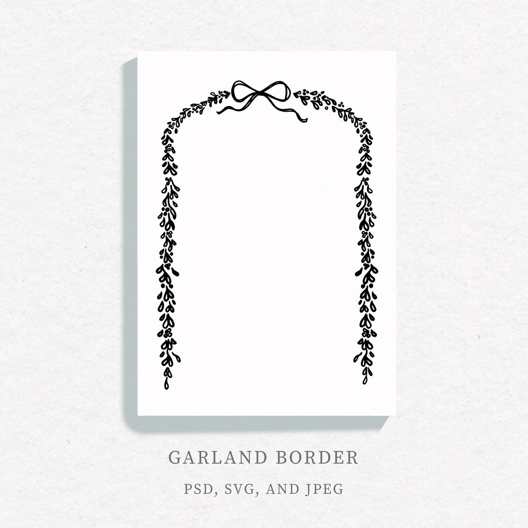 Garland Border, Christmas Clipart, Whimsical Christmas Bow Frames ...