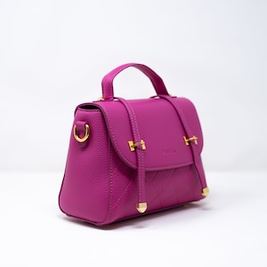 Top Handle Pink Handbag, Pink Crossbody Bag, Clutch Purse, Quilted ...