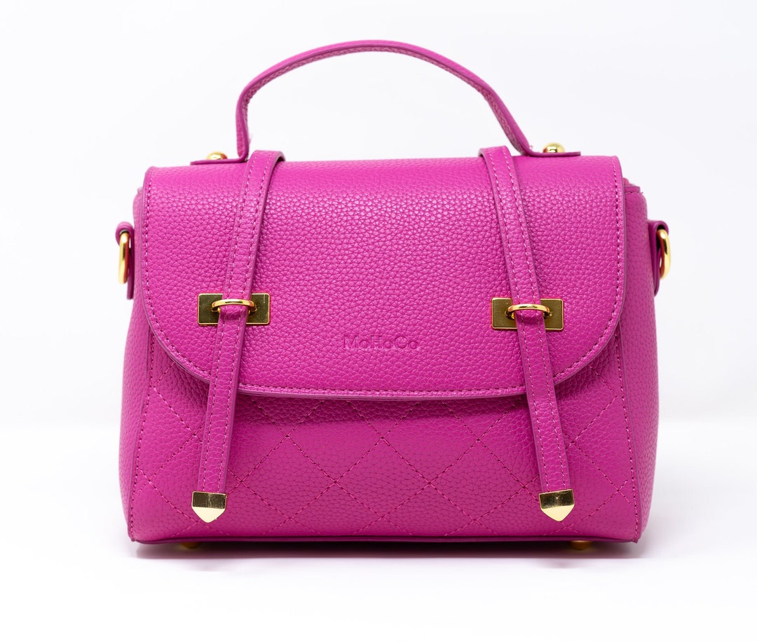 Top Handle Pink Handbag, Pink Crossbody Bag, Clutch Purse, Quilted ...