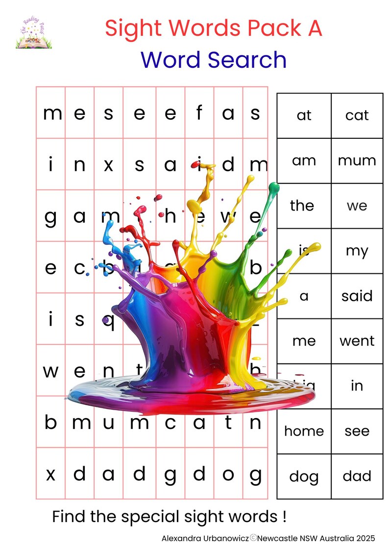 Sight Words - Pack A - 25 Pages - Printable Activities for Struggling ...