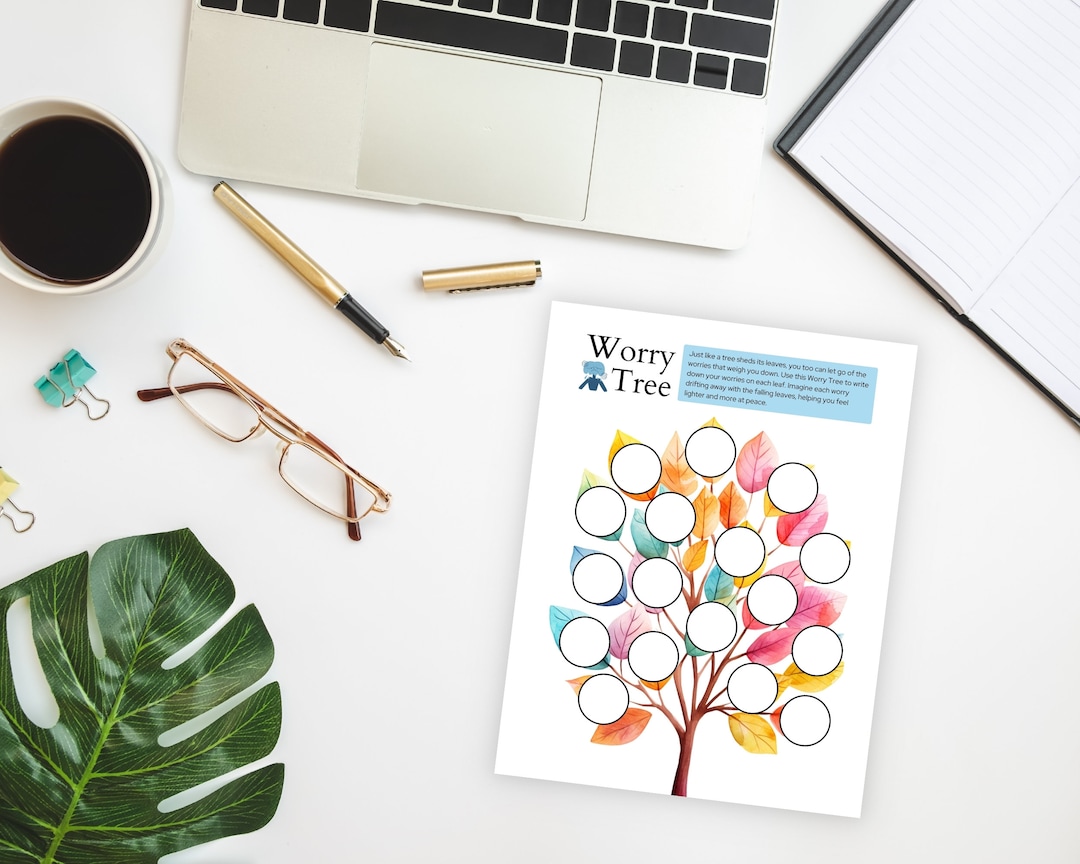 Worry Tree Activity Worksheet Stress Reduction, Fight Anxiety, Balance ...