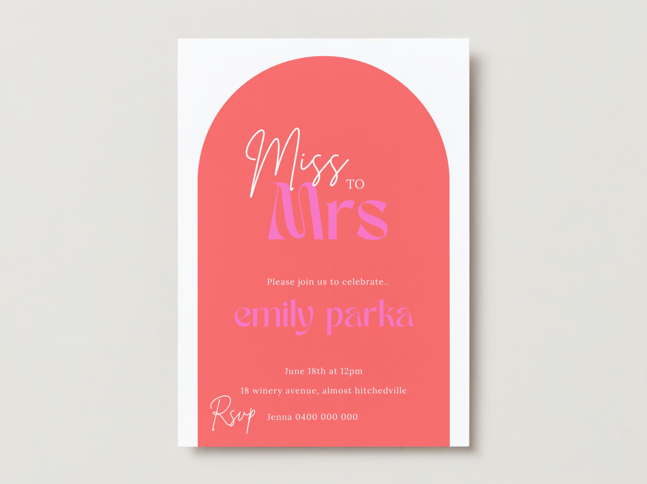 Miss to Mrs Red Arch Digital Printable Invite - Etsy