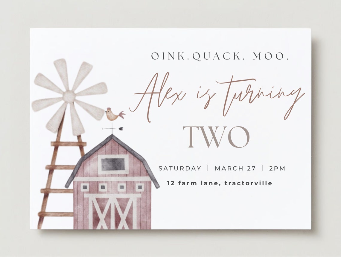 Oink.quack.moo. Digital Printable Farm Theme Invite - Etsy