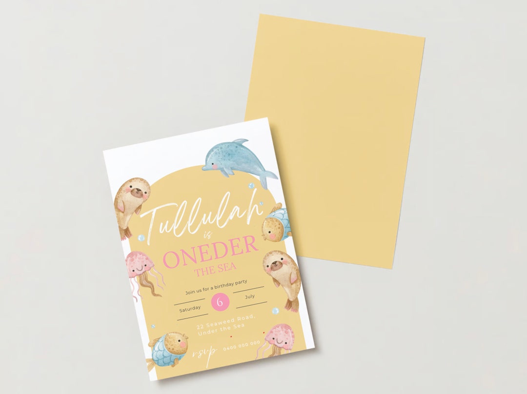 Oneder the Sea Theme Digital Printable Invite - Etsy