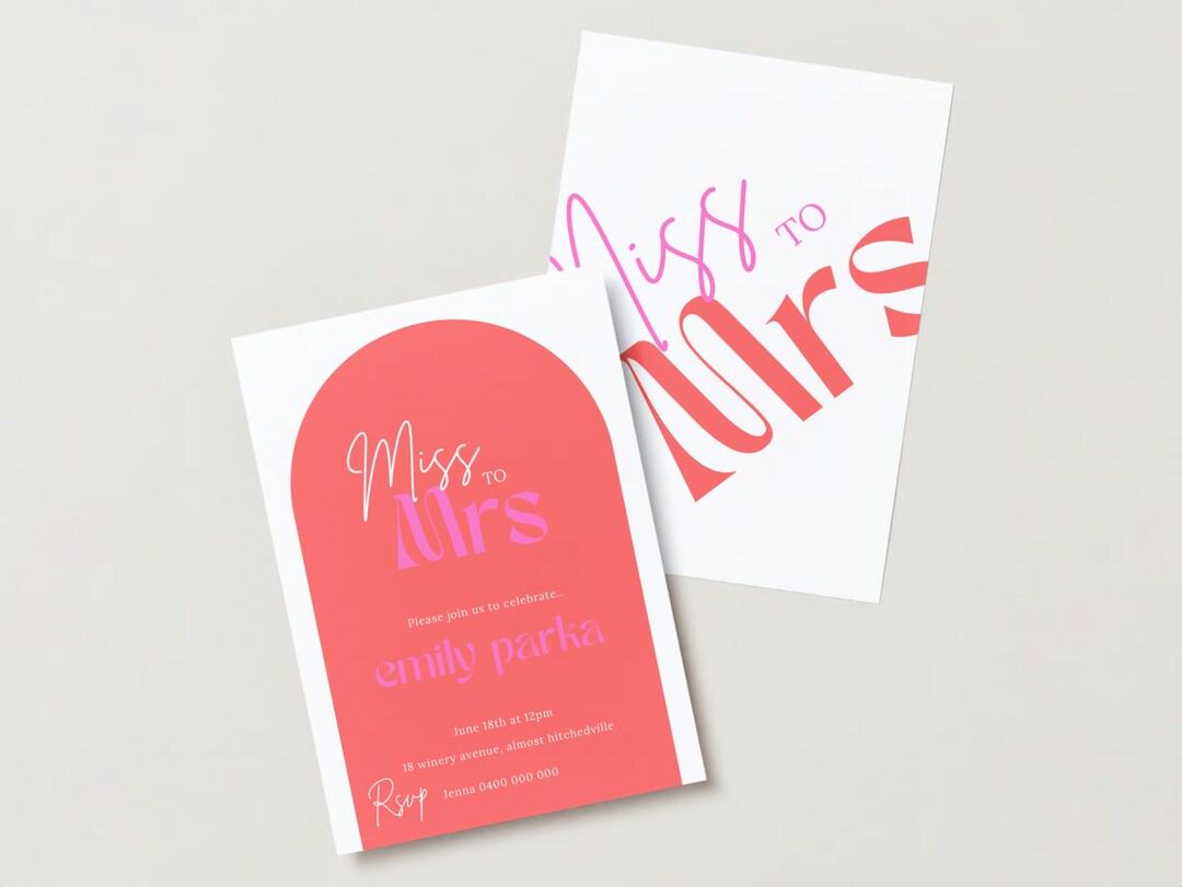 Miss to Mrs Red Arch Digital Printable Invite - Etsy