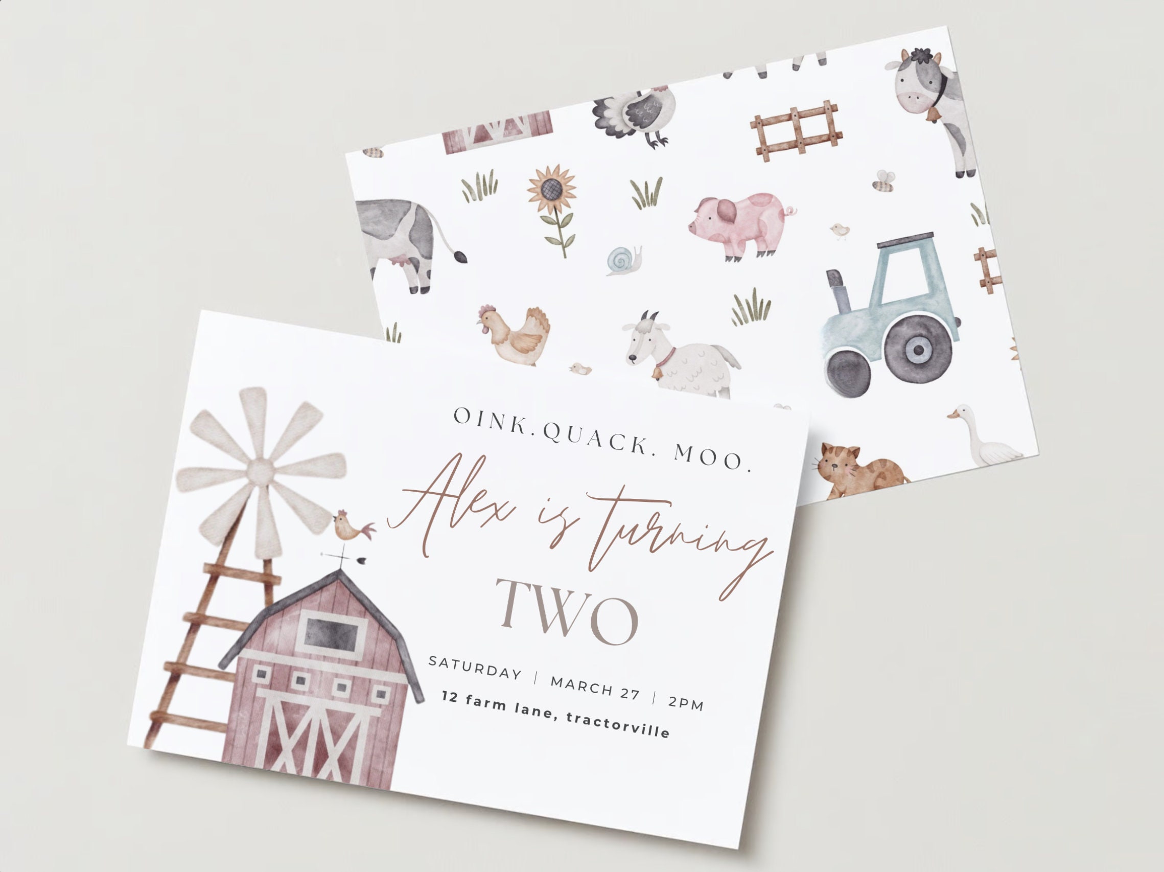 Oink.quack.moo. Digital Printable Farm Theme Invite - Etsy