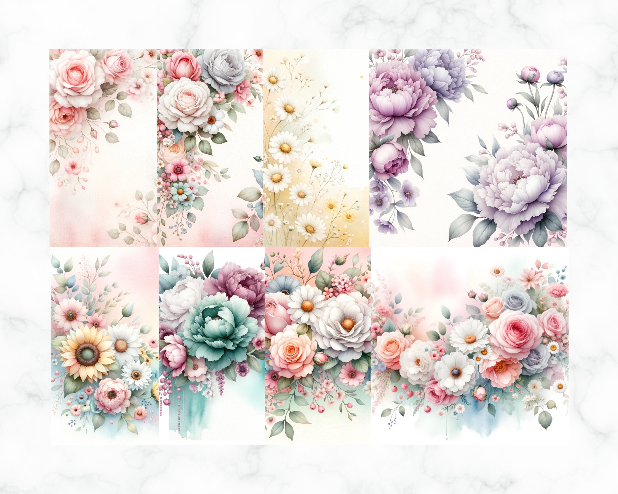 Pastel Watercolor Floral Scrapbook Pages | Digital Scrapbooking ...