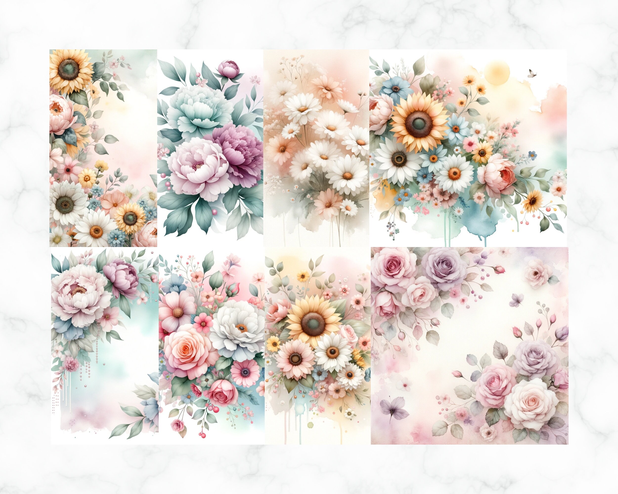 Pastel Watercolor Floral Scrapbook Pages | Digital Scrapbooking ...