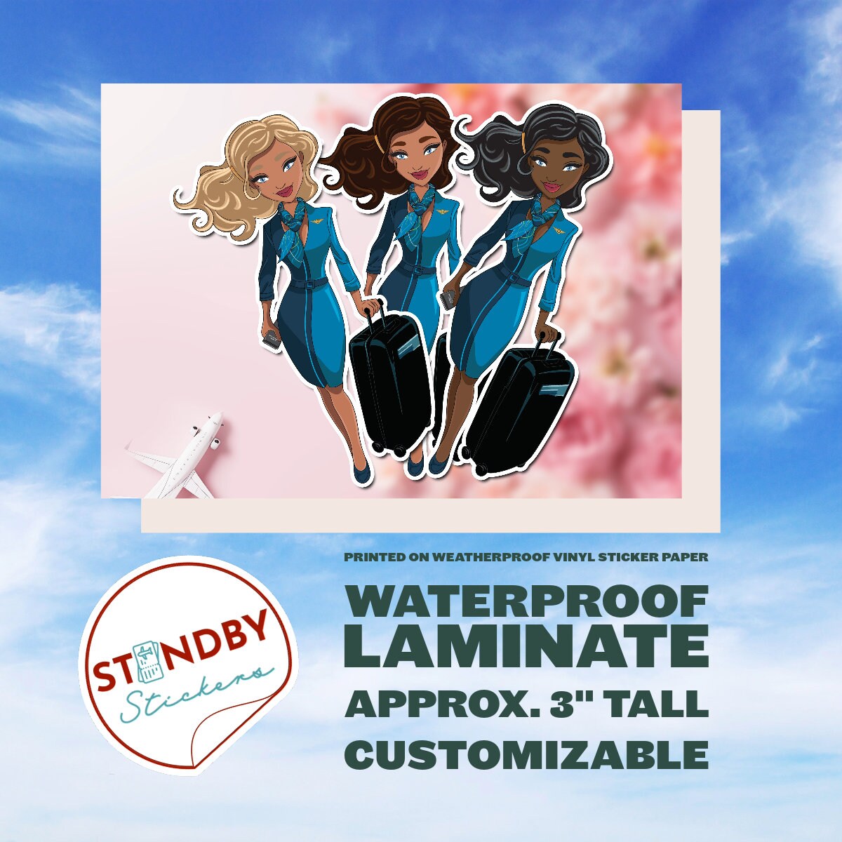 Customizable Alaska Airlines Flight Attendant Sticker Personalized ...