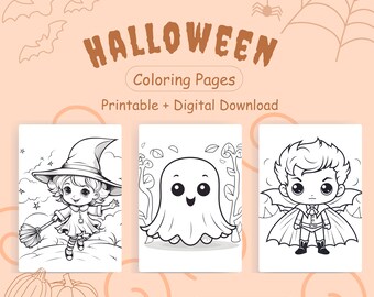Halloween Themed Digital Coloring Poster for Kids, Printable Halloween ...