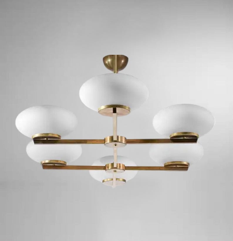 Mid-century Modern Sputnik Chandelier: Brass Finish, 6-light Ceiling Fixture - Etsy