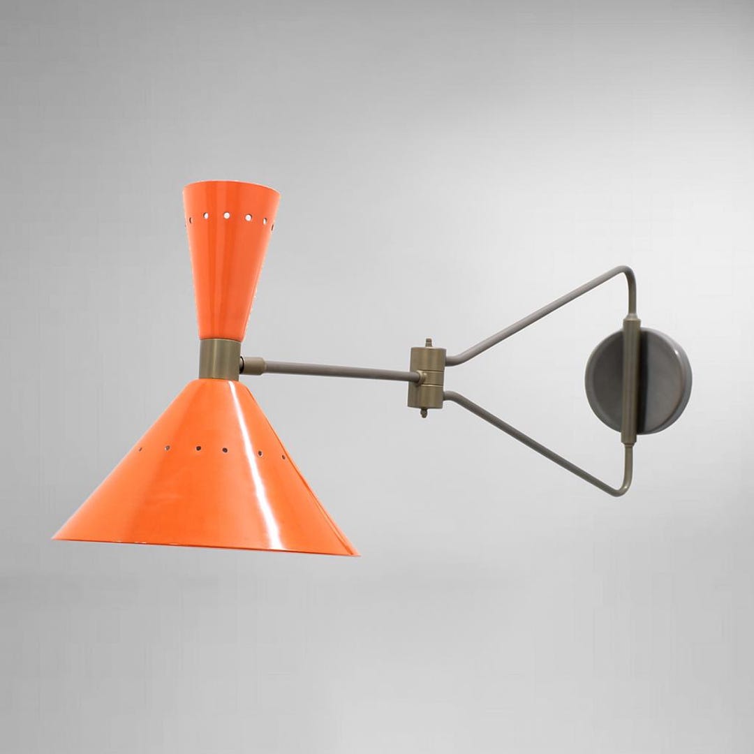 Brass Sputnik Wall Sconce: Mid-century Modern Italian Style Orange Lamp ...