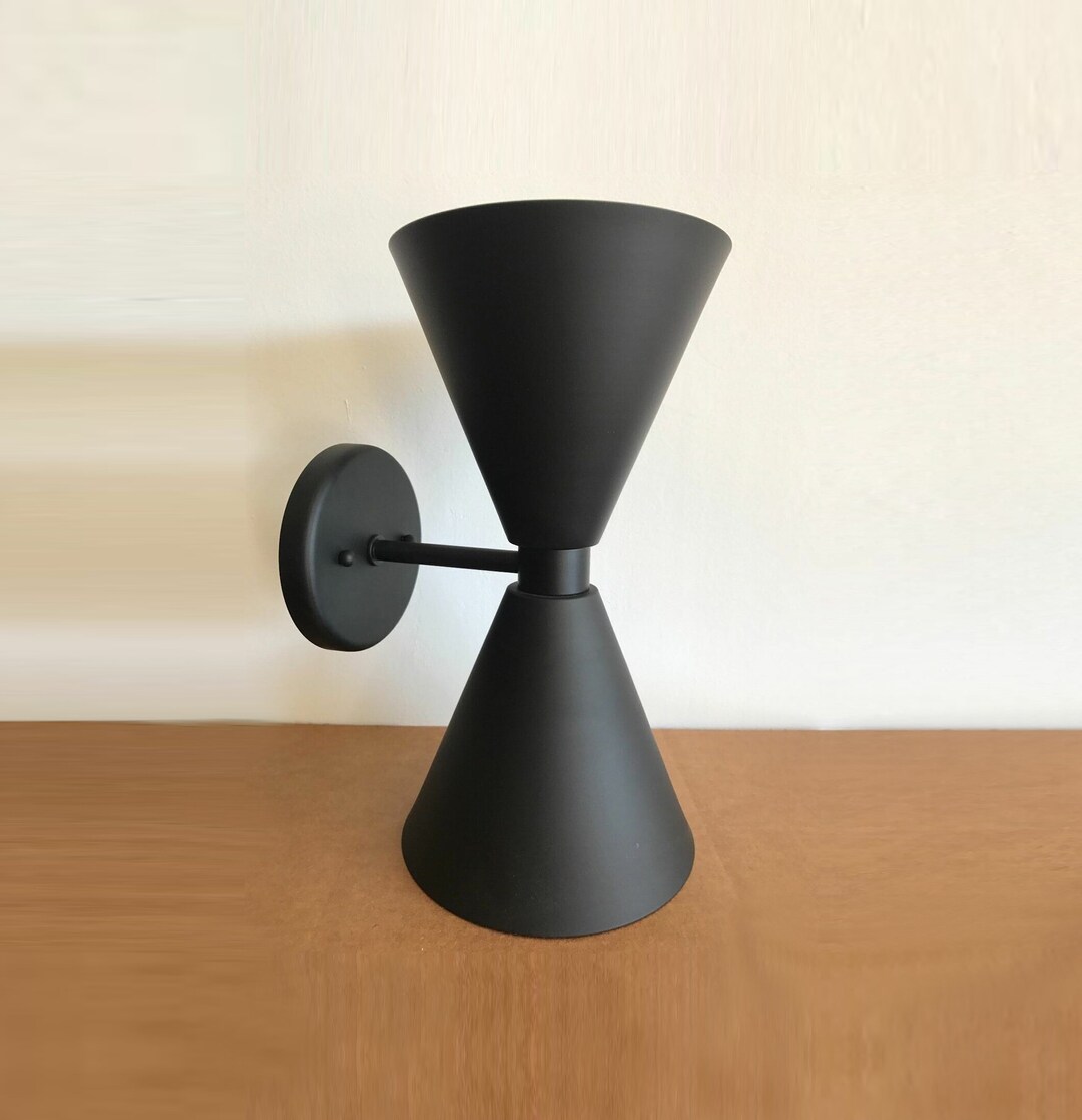 Bow Tie Black Wall Sconce Double Shade Mid Century Modern - Etsy