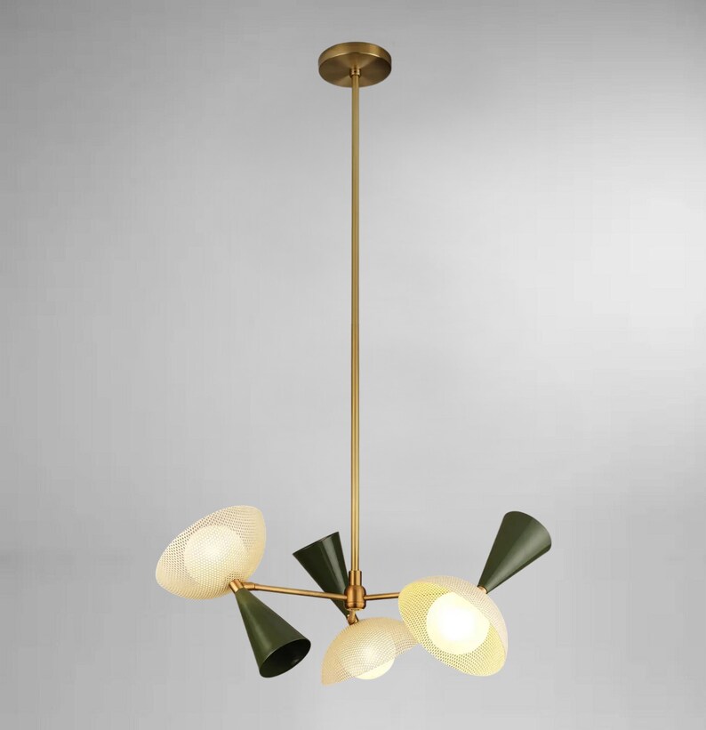 Sputnik Style Mid Century 3-arm Pendant in Natural Brass Stilnovo ...