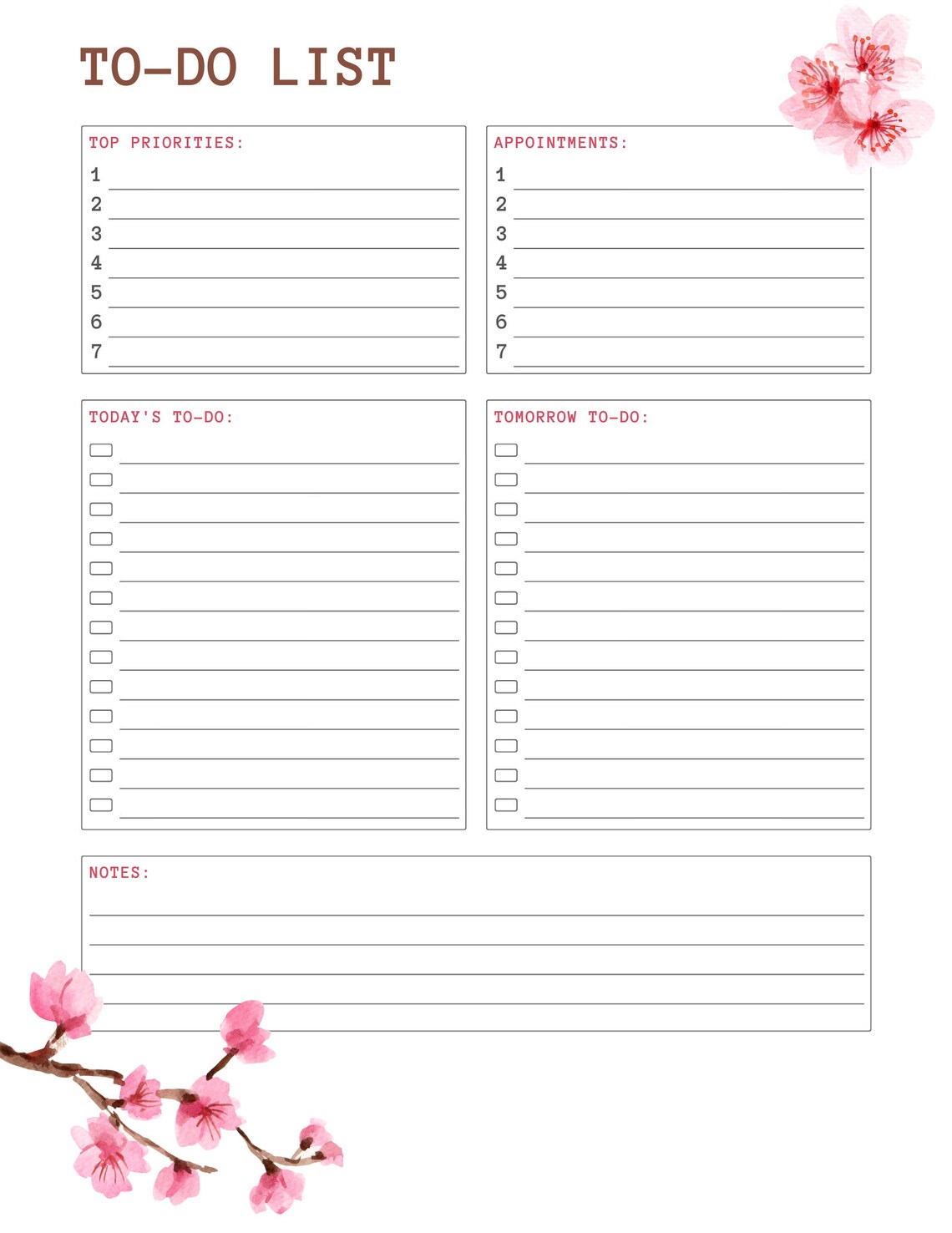To-do List, Printable To-do List, Printable PDF, Organize List, to Do ...