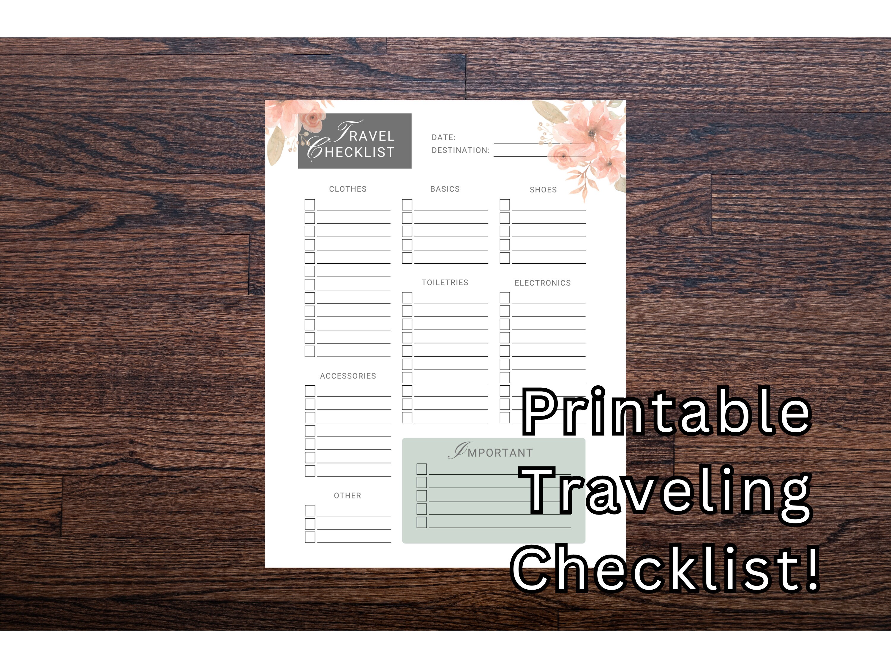 Traveling Checklist, Printable Travel Checklist, PDF Travel Checklist ...