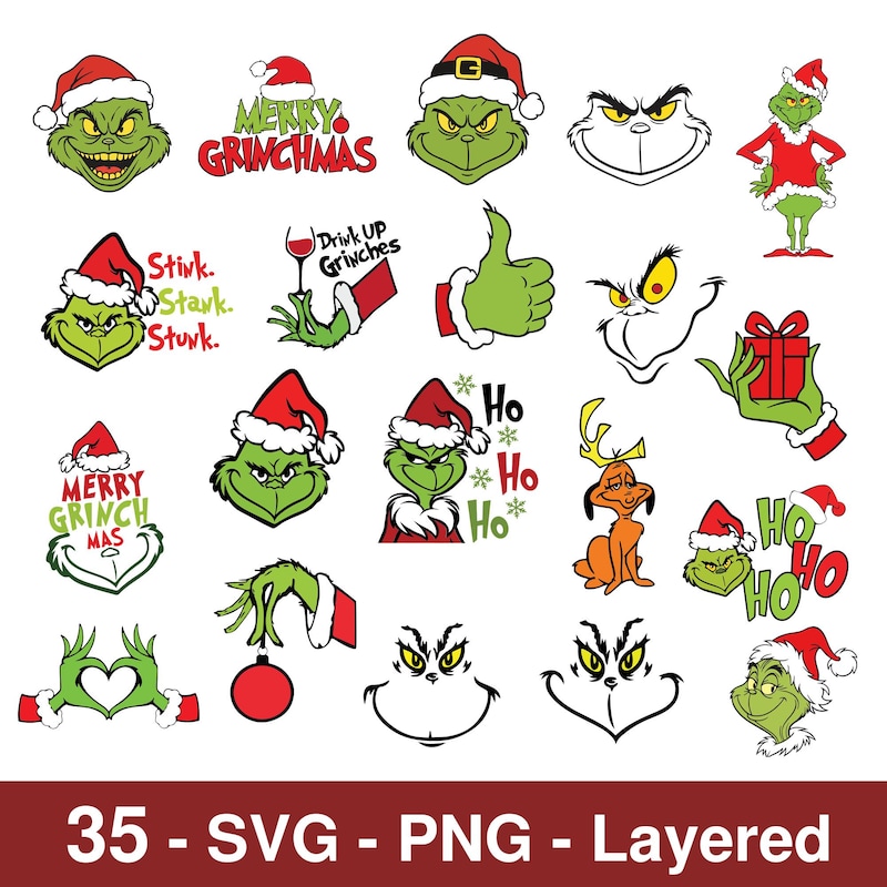 Grinch Faces Clip Art - Etsy