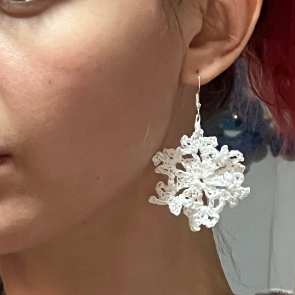 Crochet Snowflake Earrings - Etsy