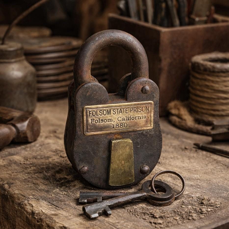 Folsom State Prison 1880 Cast Iron Prison Lock With Keys Antique ...