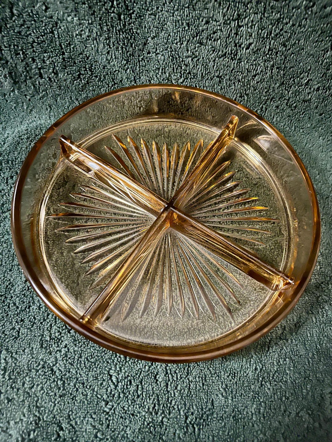 Vintage 1930s Pink/amber Divided Condiment Dish. Uranium Glass. See ...