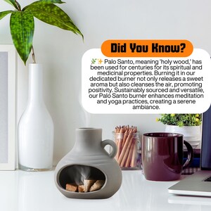 Gray Ceramic Palo Santo Smudge Burner, Artisan Holly Wood Incense ...