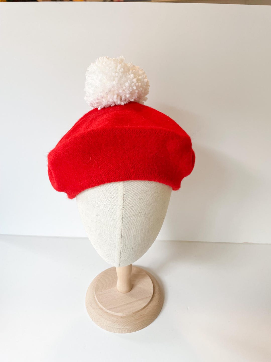 French Beret Hat, French Pom Pom Beret, Winter Hat, Christmas Hat, Pom ...