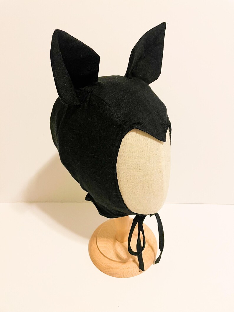 Retro Bat Bonnet: Black Linen Adult Costume - Etsy