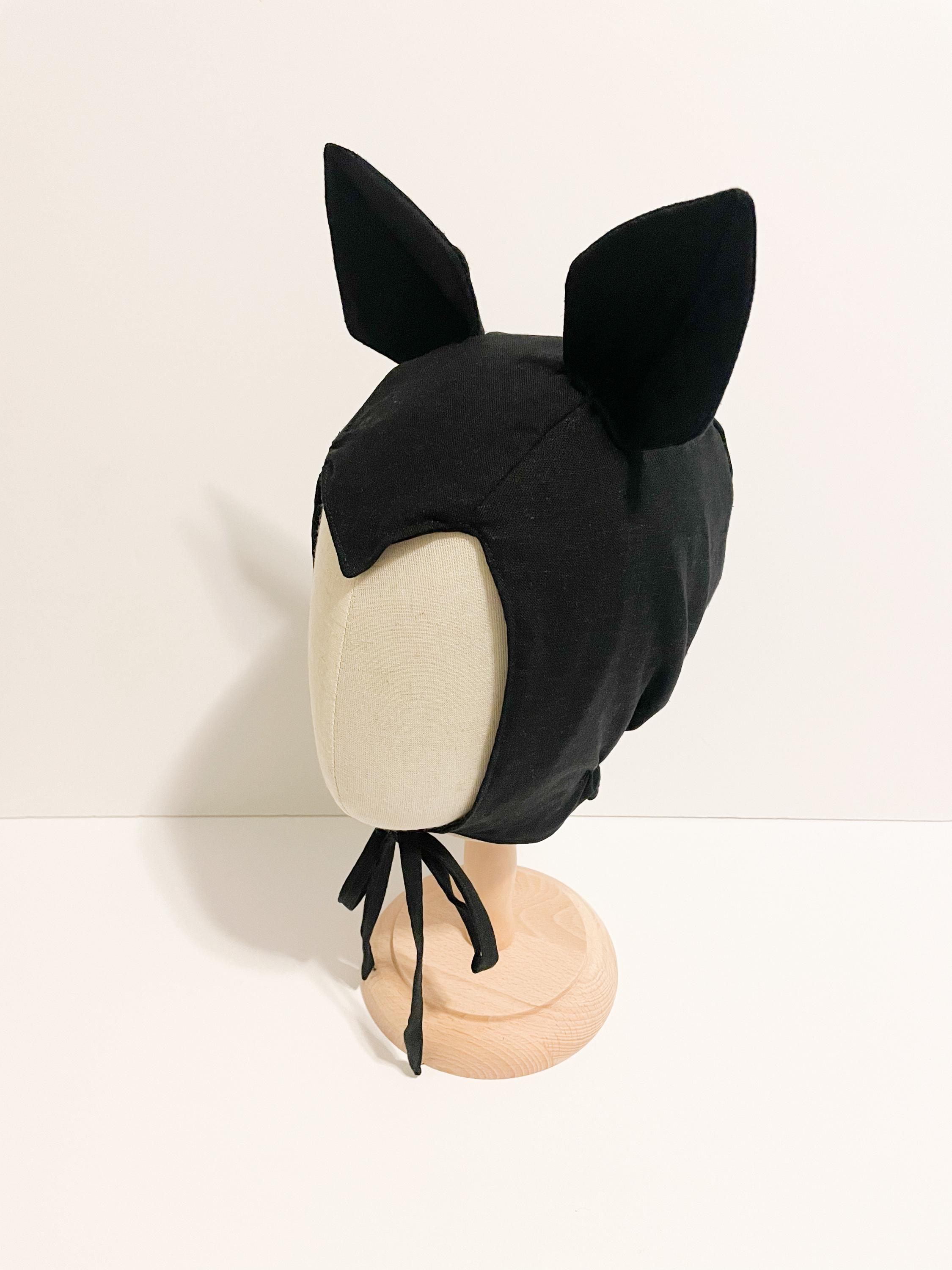 Retro Bat Bonnet: Black Linen Adult Costume - Etsy