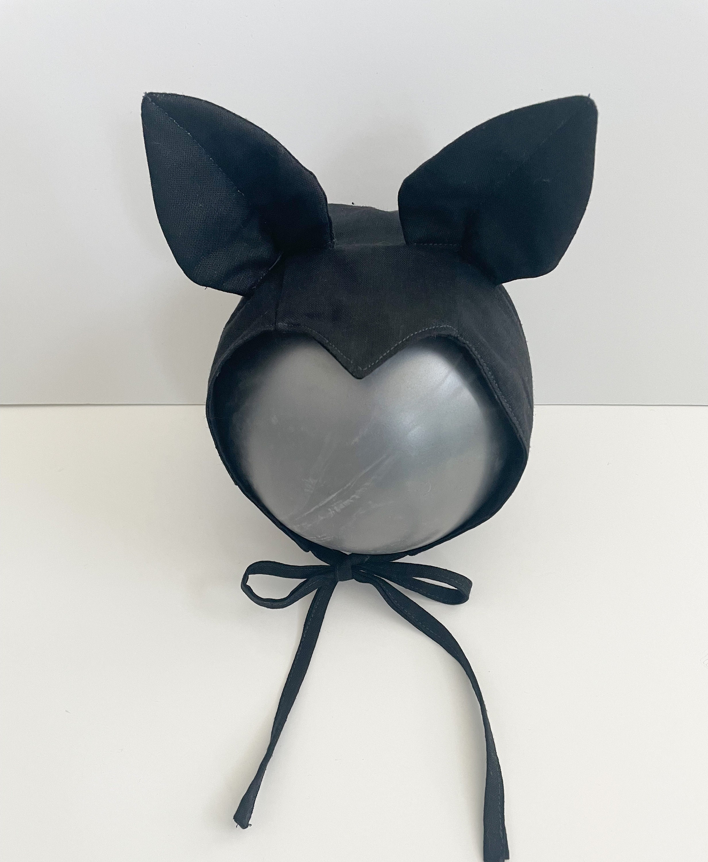 Retro Bat Bonnet: Black Linen Adult Costume - Etsy