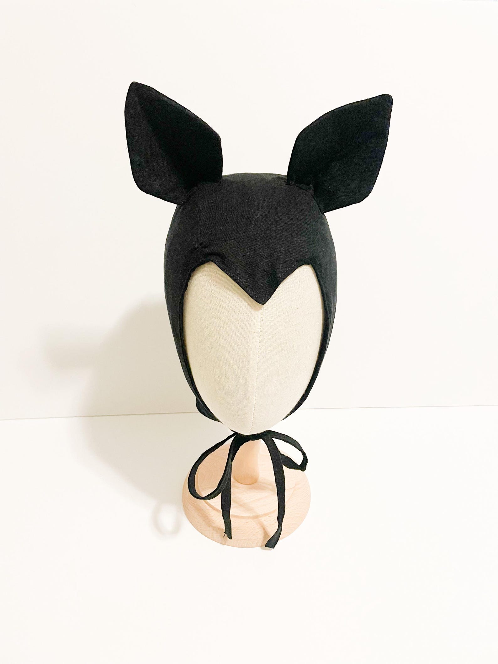 Retro Bat Bonnet: Black Linen Adult Costume - Etsy