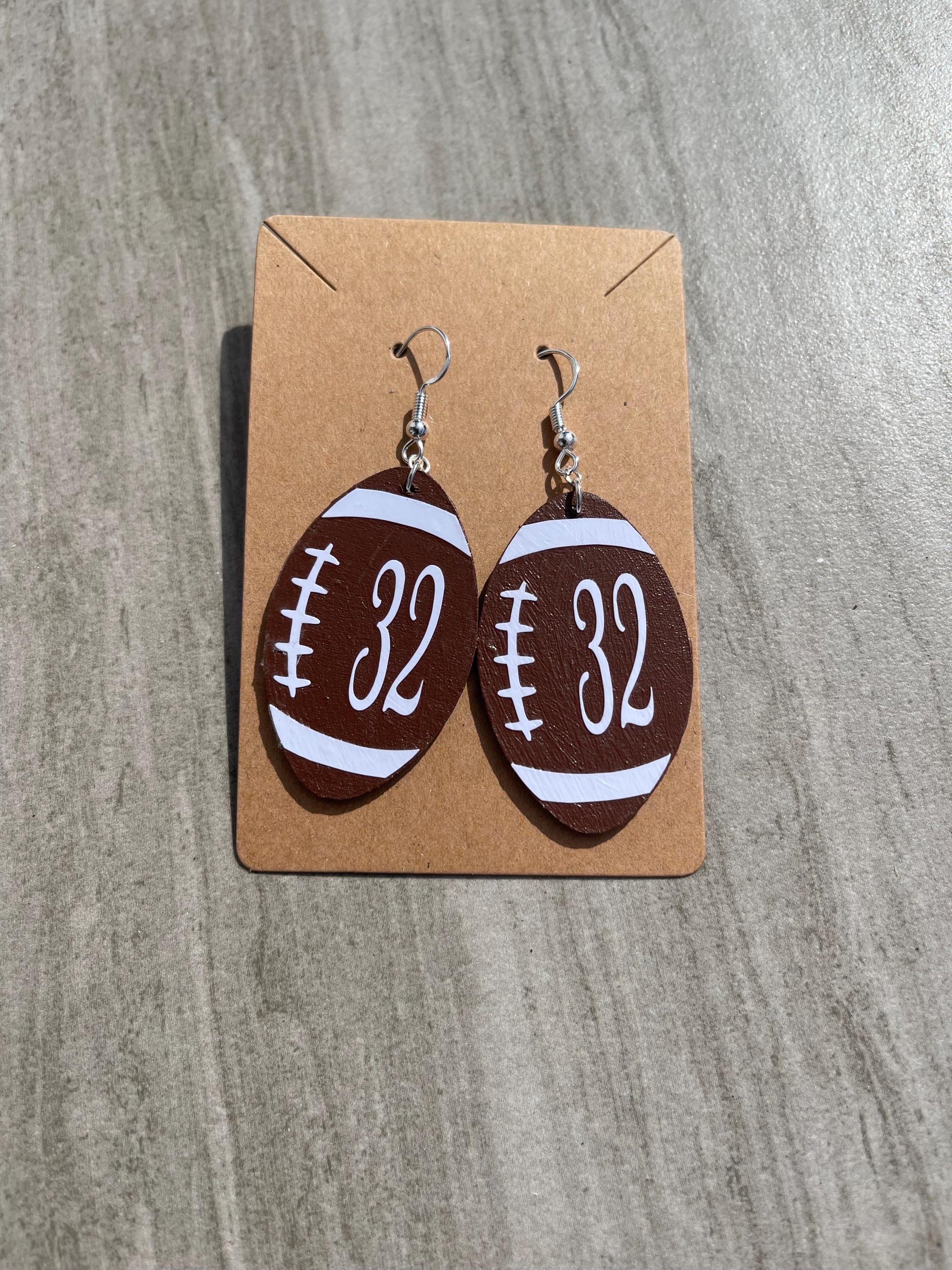Football Personalized Number Earrings, Player Number Earrings, Football ...