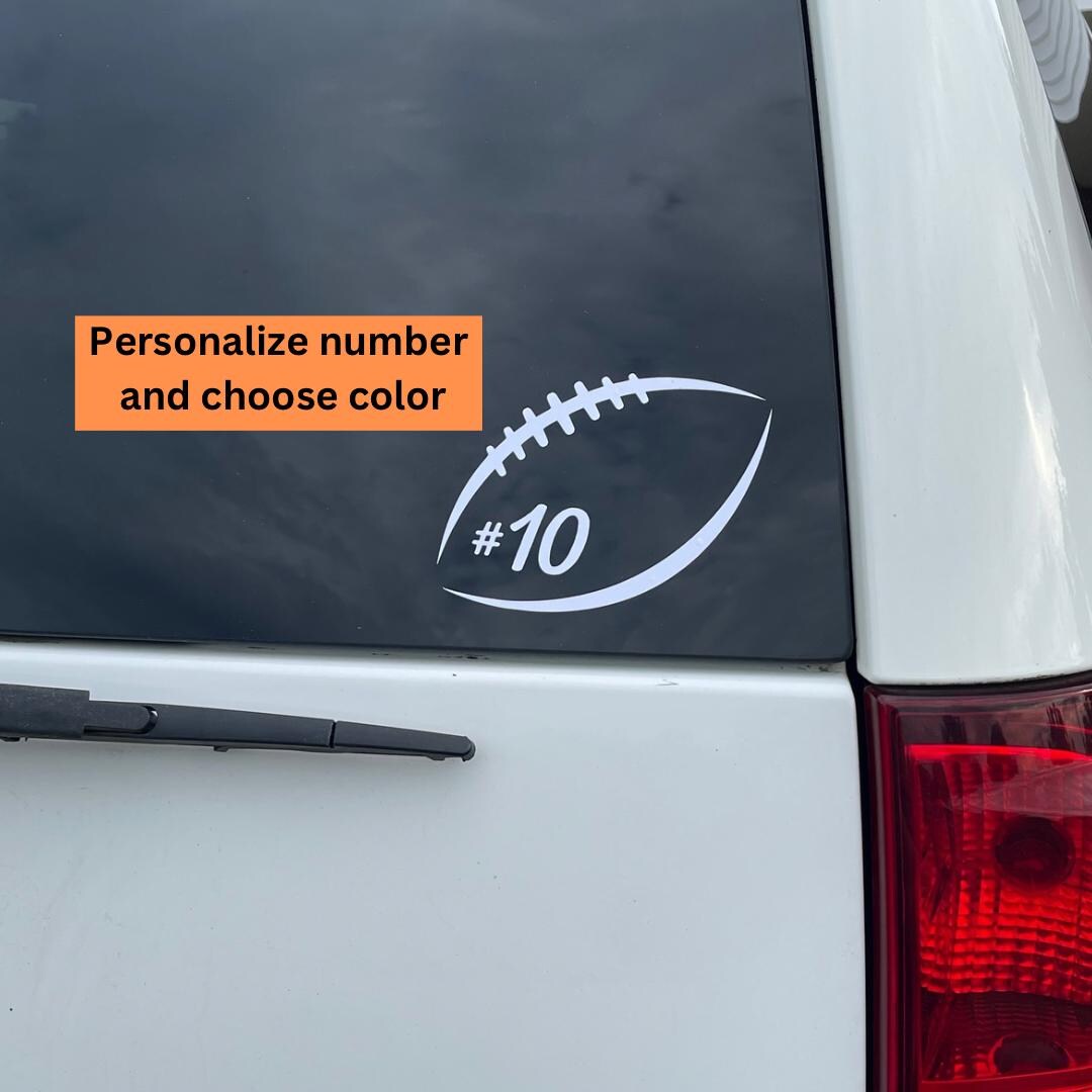 Football Personalized Number Car Decal, Football Decal, Personalized ...