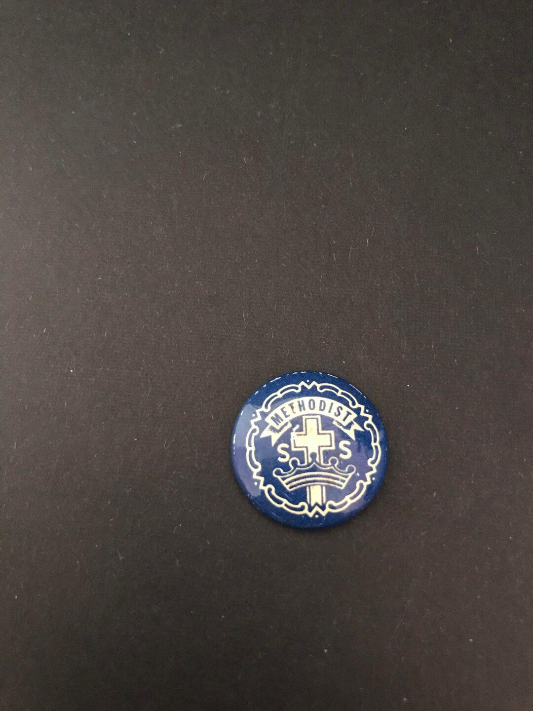 Vintage Methodist Church Cross Crown Blue Button READ - Etsy