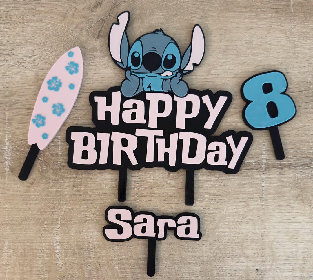 Stitch Cake Topper Set: Custom Name & Age, Lilo Birthday Party - Etsy