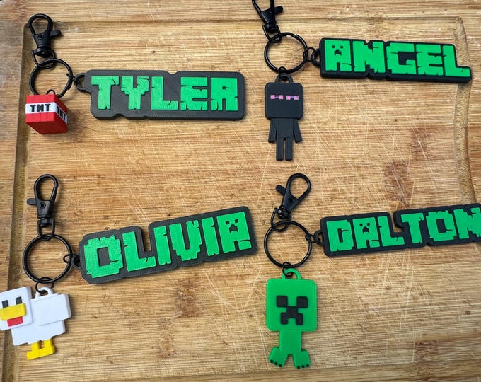 Minecraft Creeper Personalized Custom Name Tag, Keychain, Keyring ...