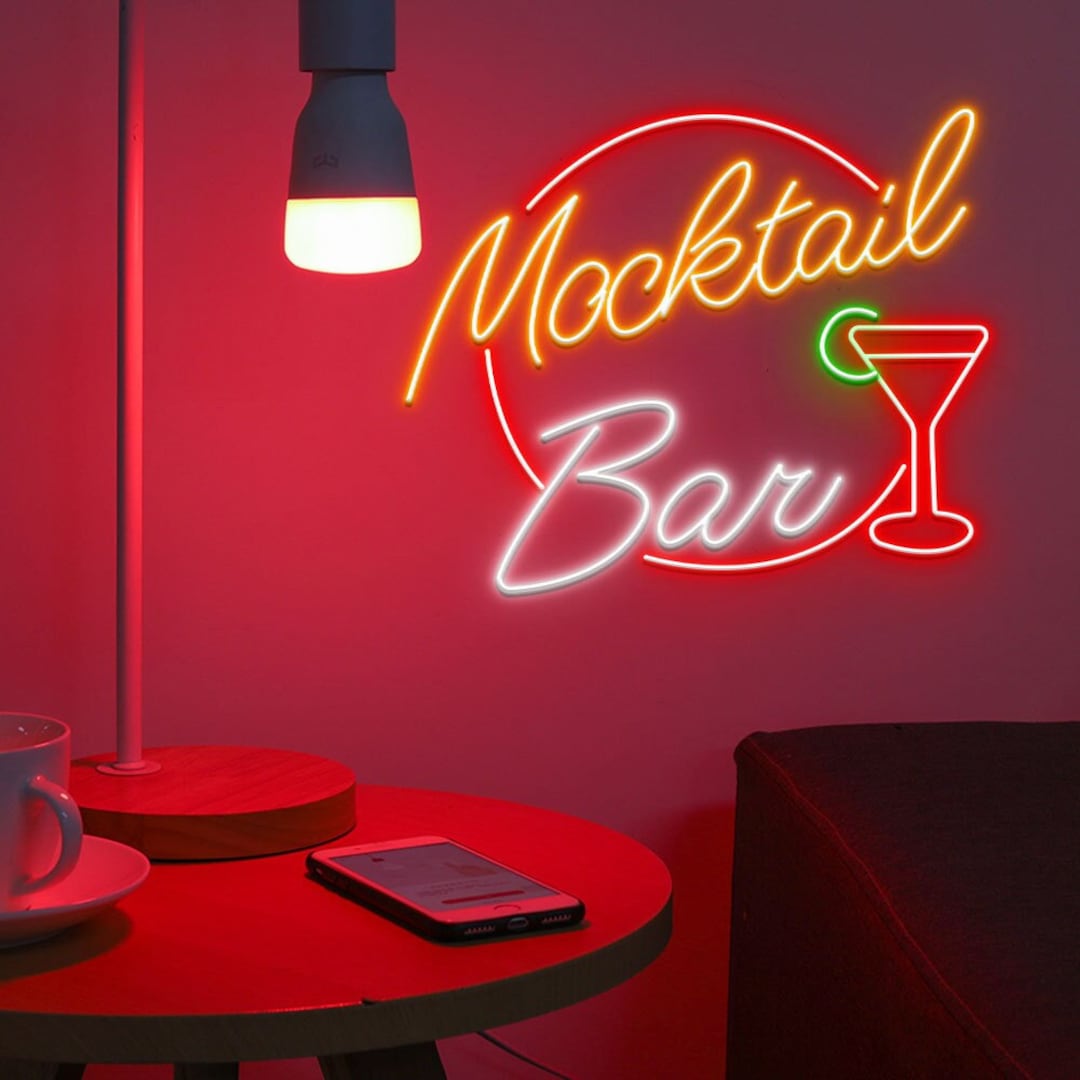 Mocktail Bar Neon Sign Mocktail LED Lights Bar Cocktail - Etsy