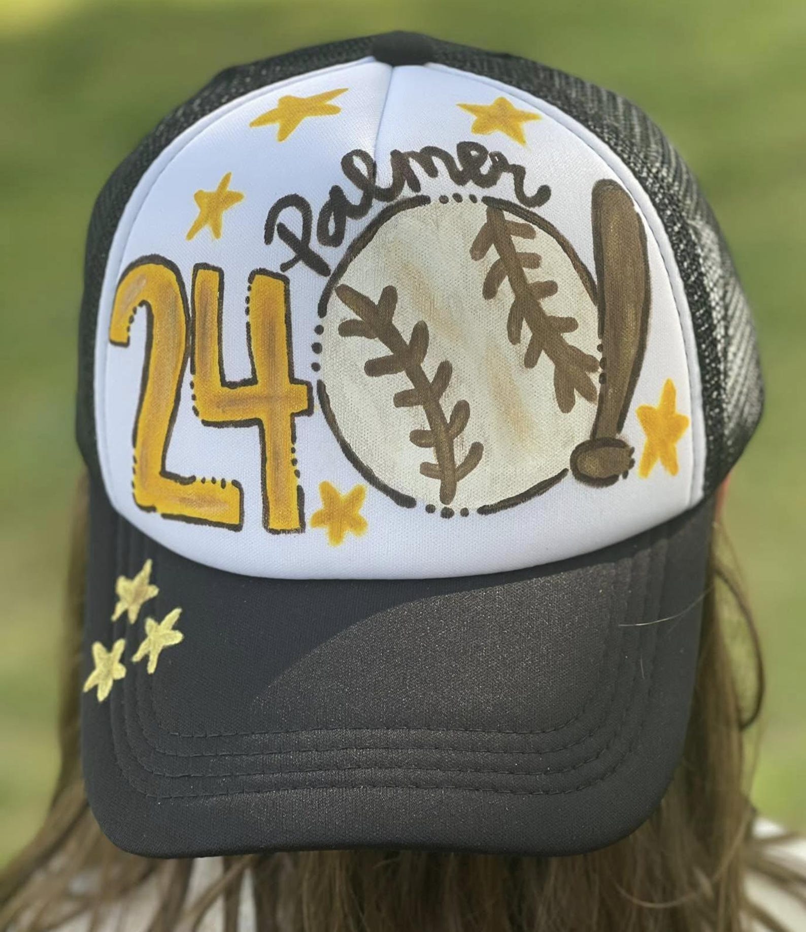 Hand Painted Baseball Mesh Trucker Hat - Etsy