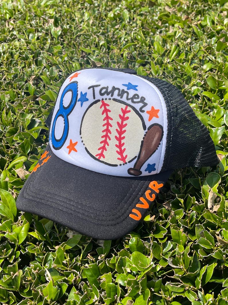 Hand Painted Baseball Mesh Trucker Hat - Etsy