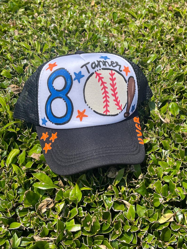 Hand Painted Baseball Mesh Trucker Hat - Etsy