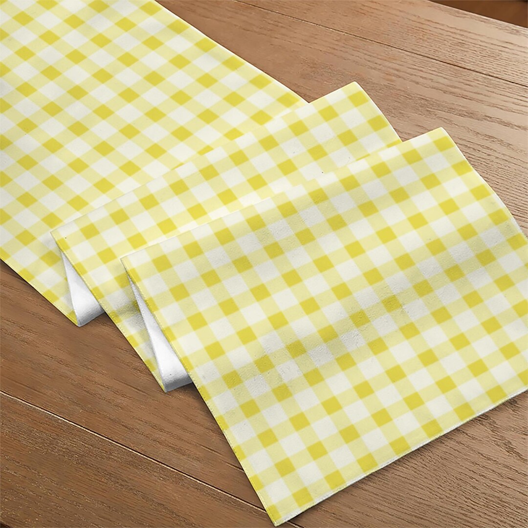 Yellow Gingham Table Runner, Plaid Checker Pattern Dining Table Cloth ...
