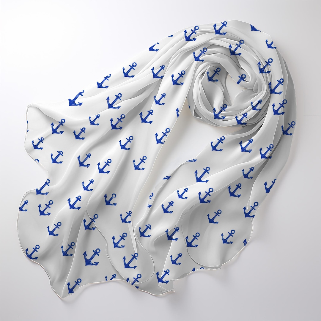 Blue Anchor Scarf, Nautical Fisherman Women's Scalf, Sailor Bandana ...