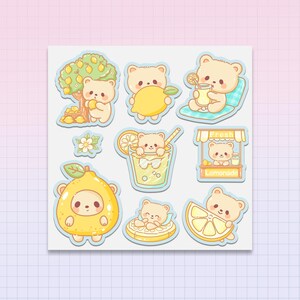 Lemon Bear Sticker Set, Cute Stickers, Kawaii Aesthetic, Water ...
