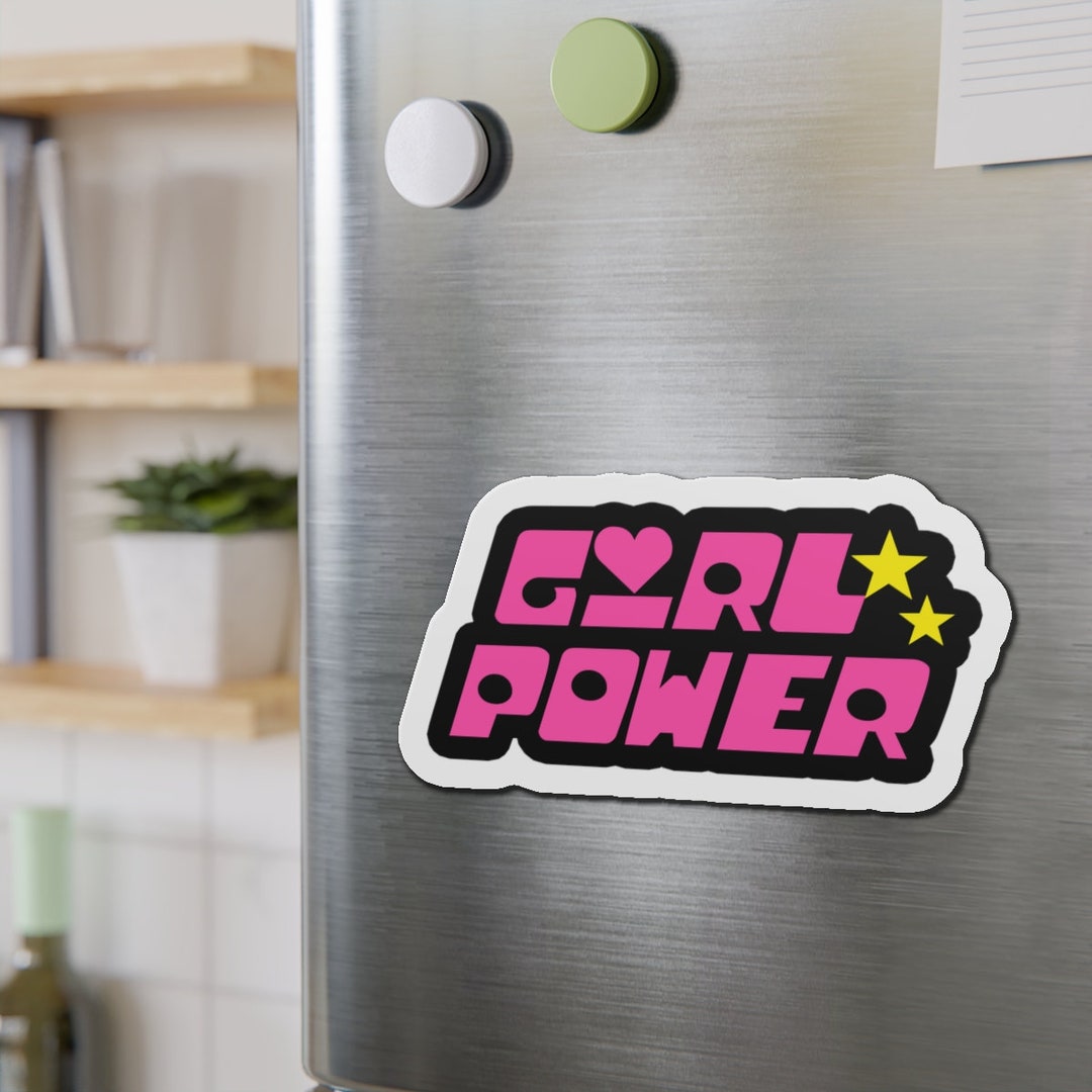 Girl Power Magnet Puffy Girls Gift Magnet Pink Power Magnet for Fridge ...