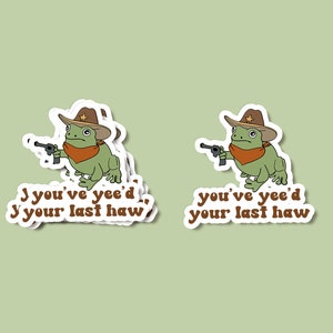 Funny Cowboy Frog Sticker, Cottagecore Frog Sticker, Hippie Water ...