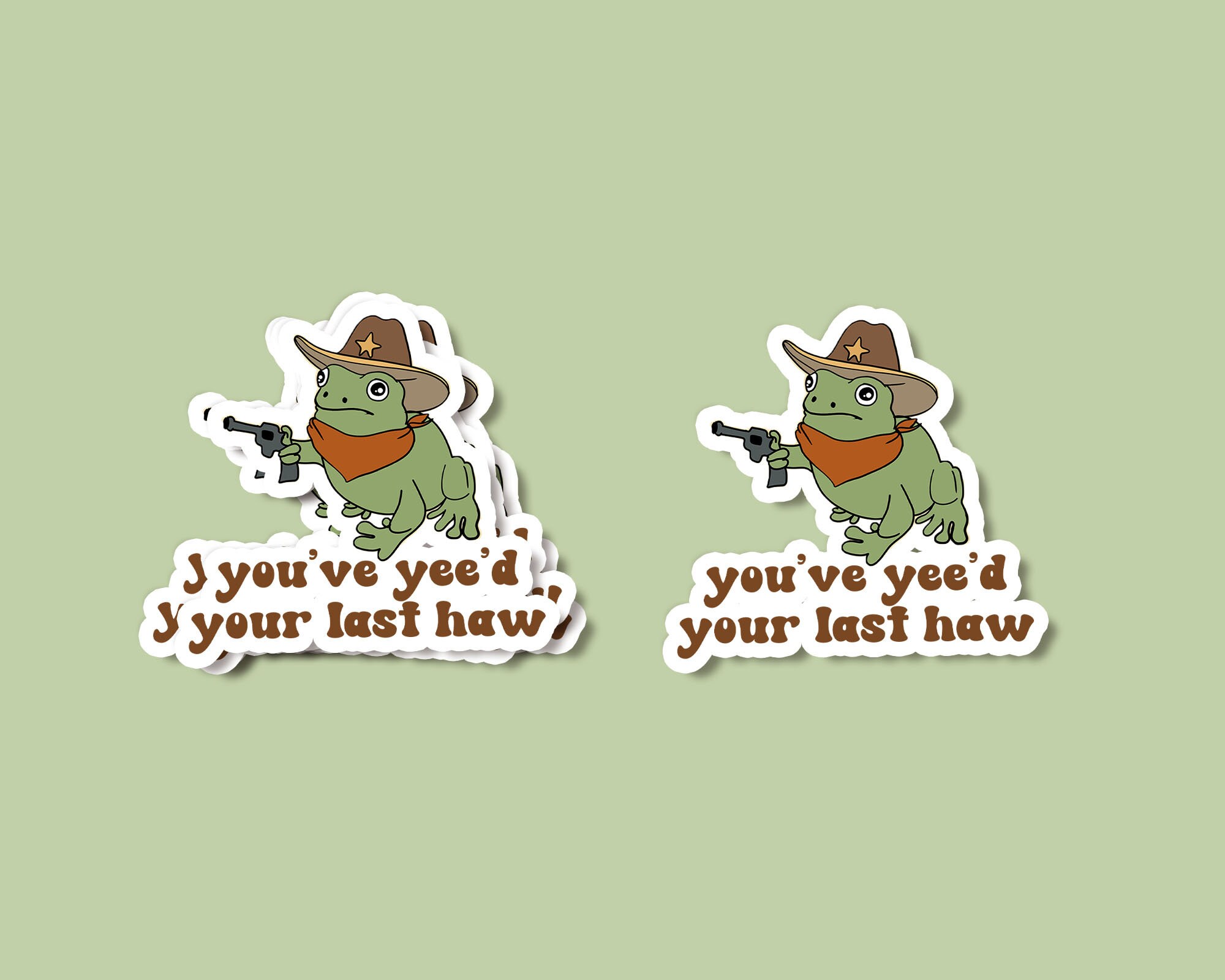 Funny Cowboy Frog Sticker, Cottagecore Frog Sticker, Hippie Water ...