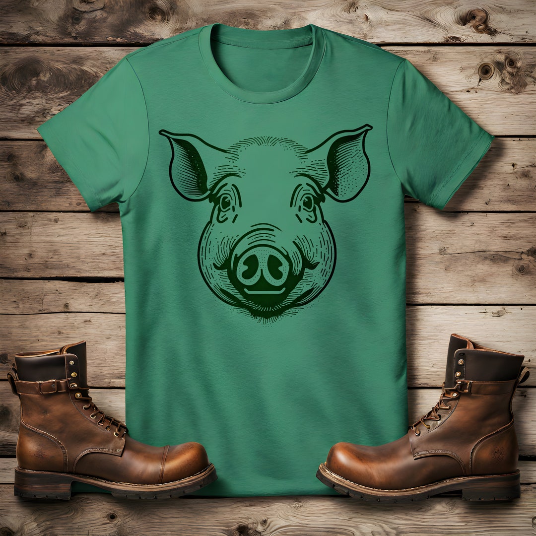 Piggy Head T-shirt, Pigs Head Tee, Swine Face Shirt, Hog Tshirt, Farm ...