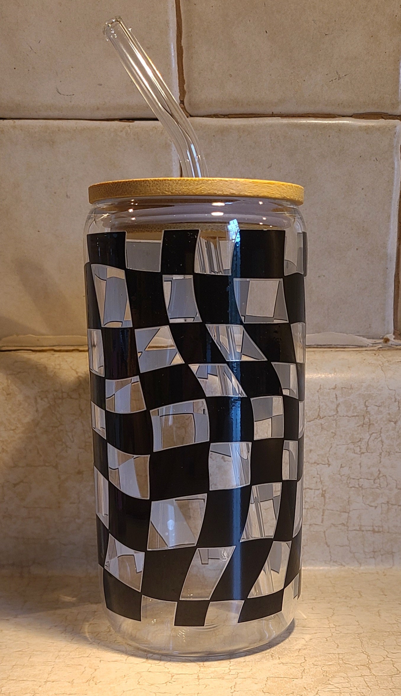 Glass Can Cup With Glass Straw - Etsy