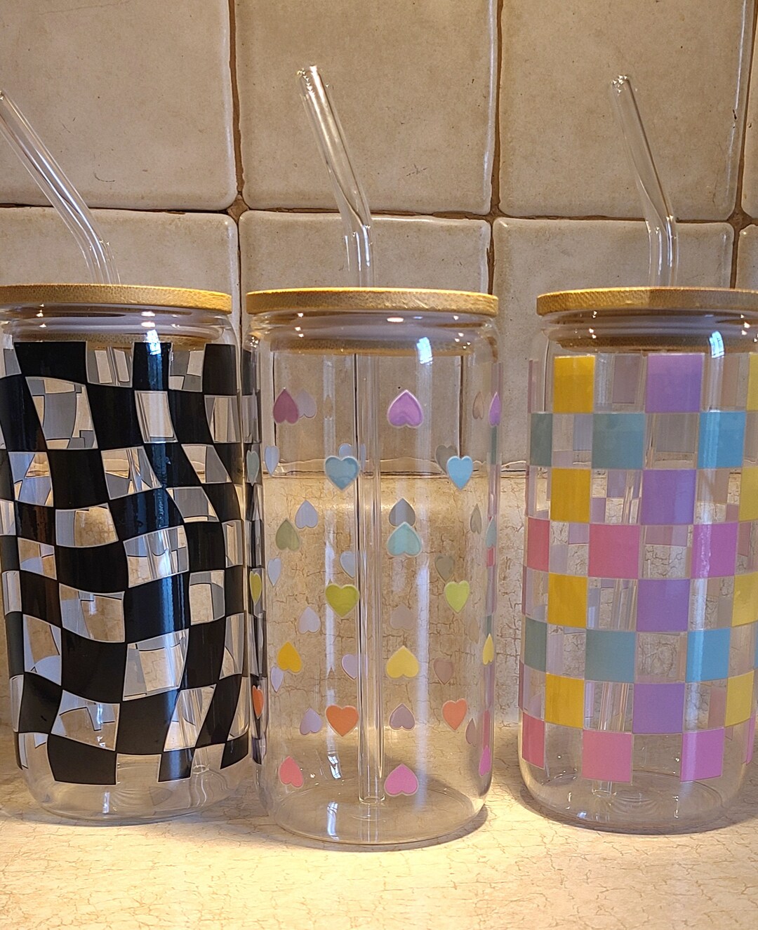 Glass Can Cup With Glass Straw - Etsy